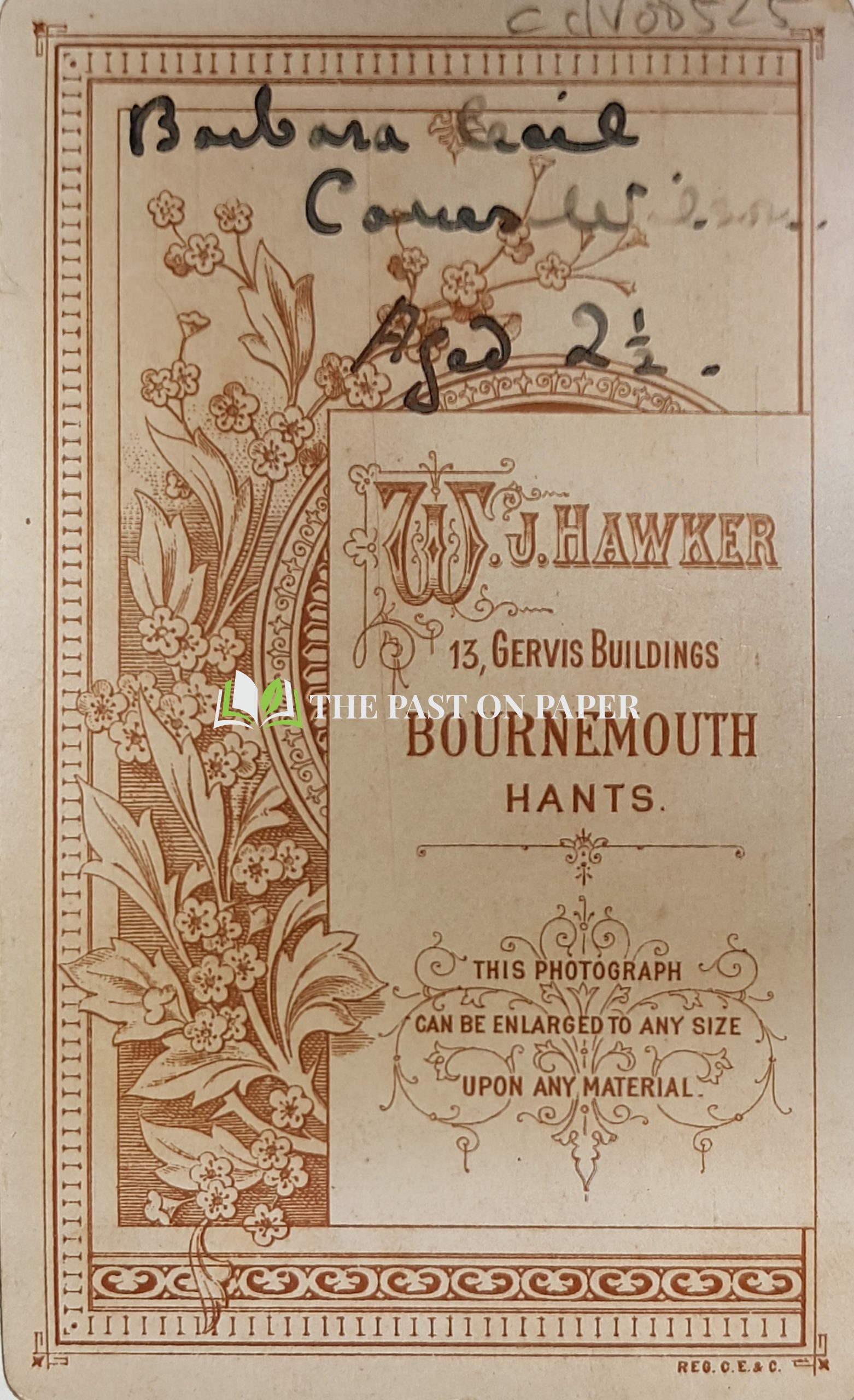 Carte de Visite of Barbara Cecil Cowes Wilson, Aged 2½, Bournemouth ...