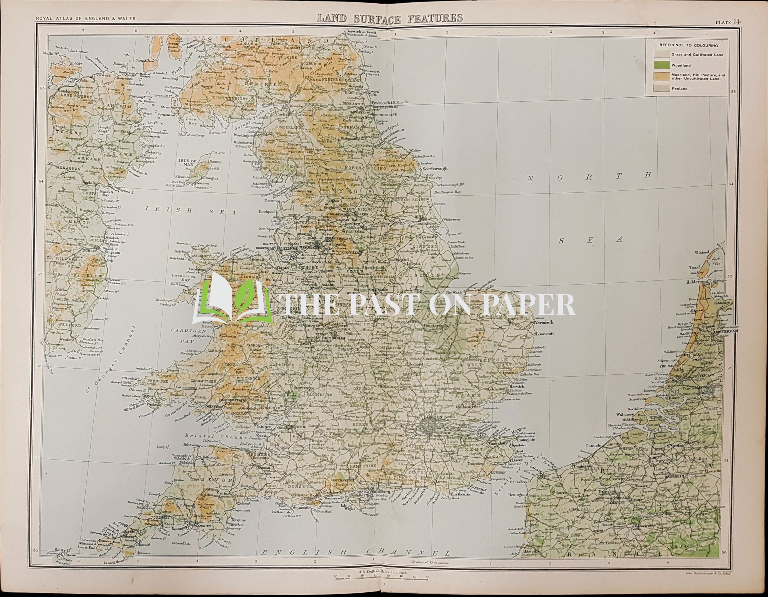 Victorian map of Land Surface features of England and Wales, Published ...