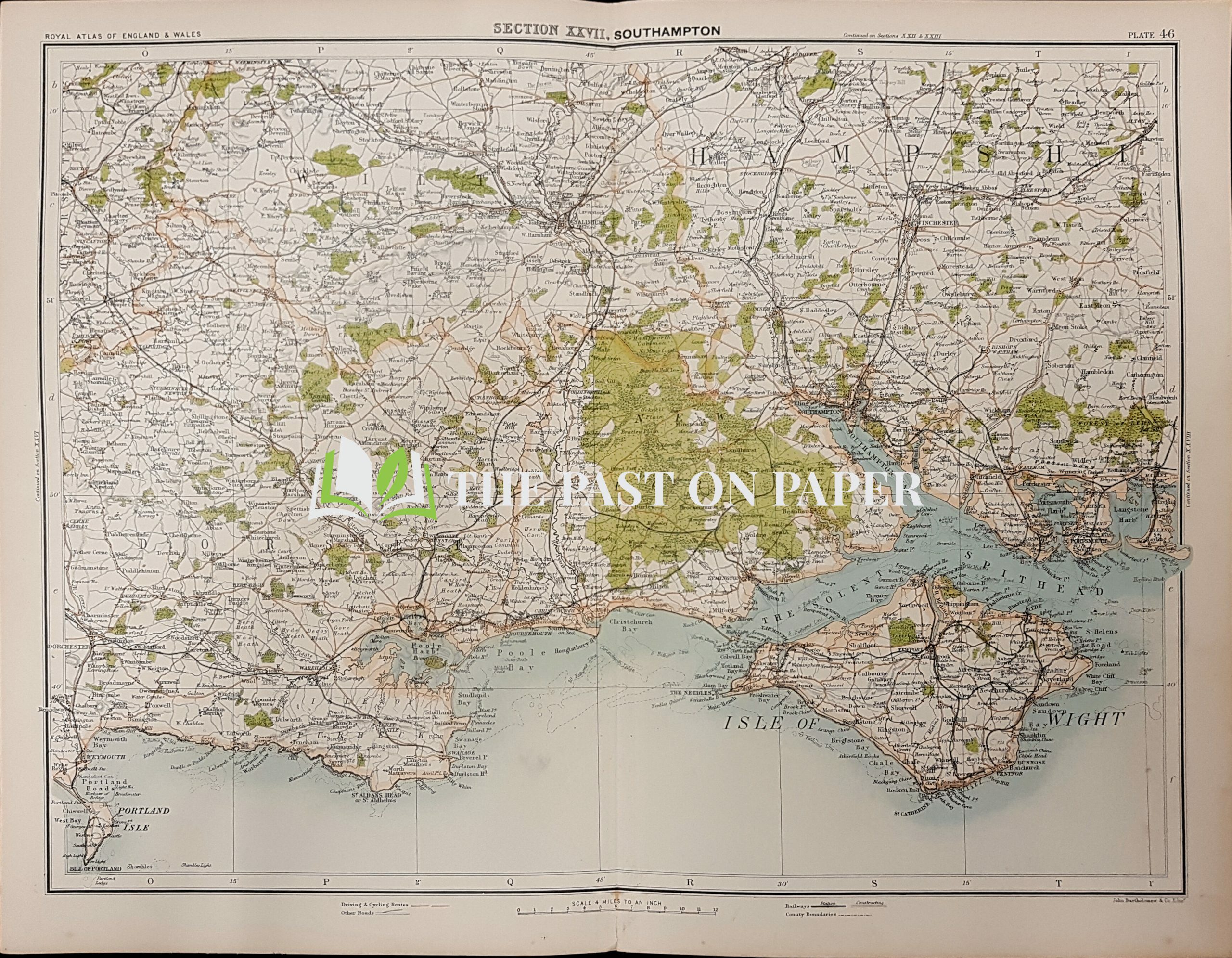 Victorian map of Southampton, Isle of Wight and The New Forest ...