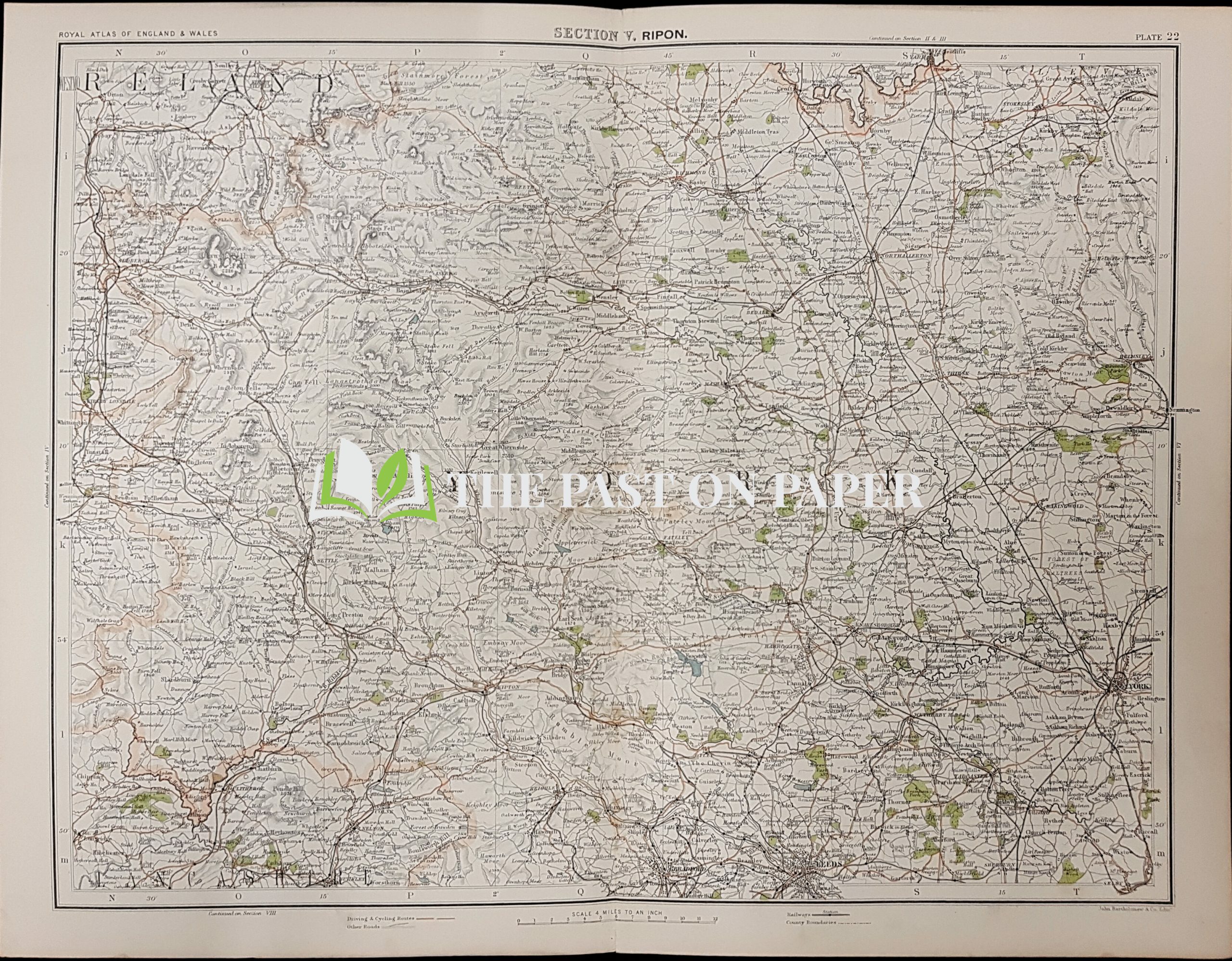 Victorian map of York and Ripon, Published 1891 - Past on Paper