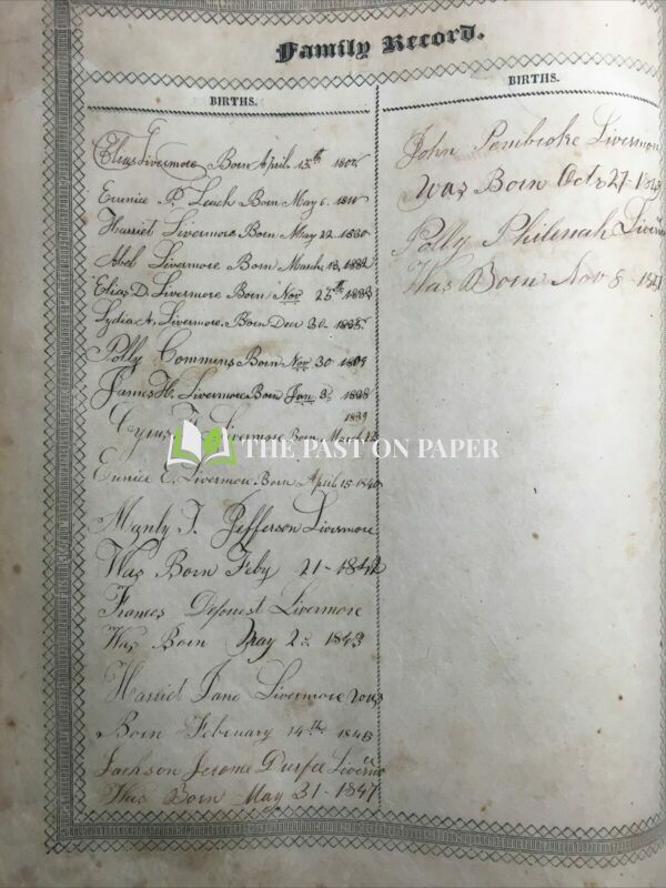 Livermore Family Bible - Past on Paper